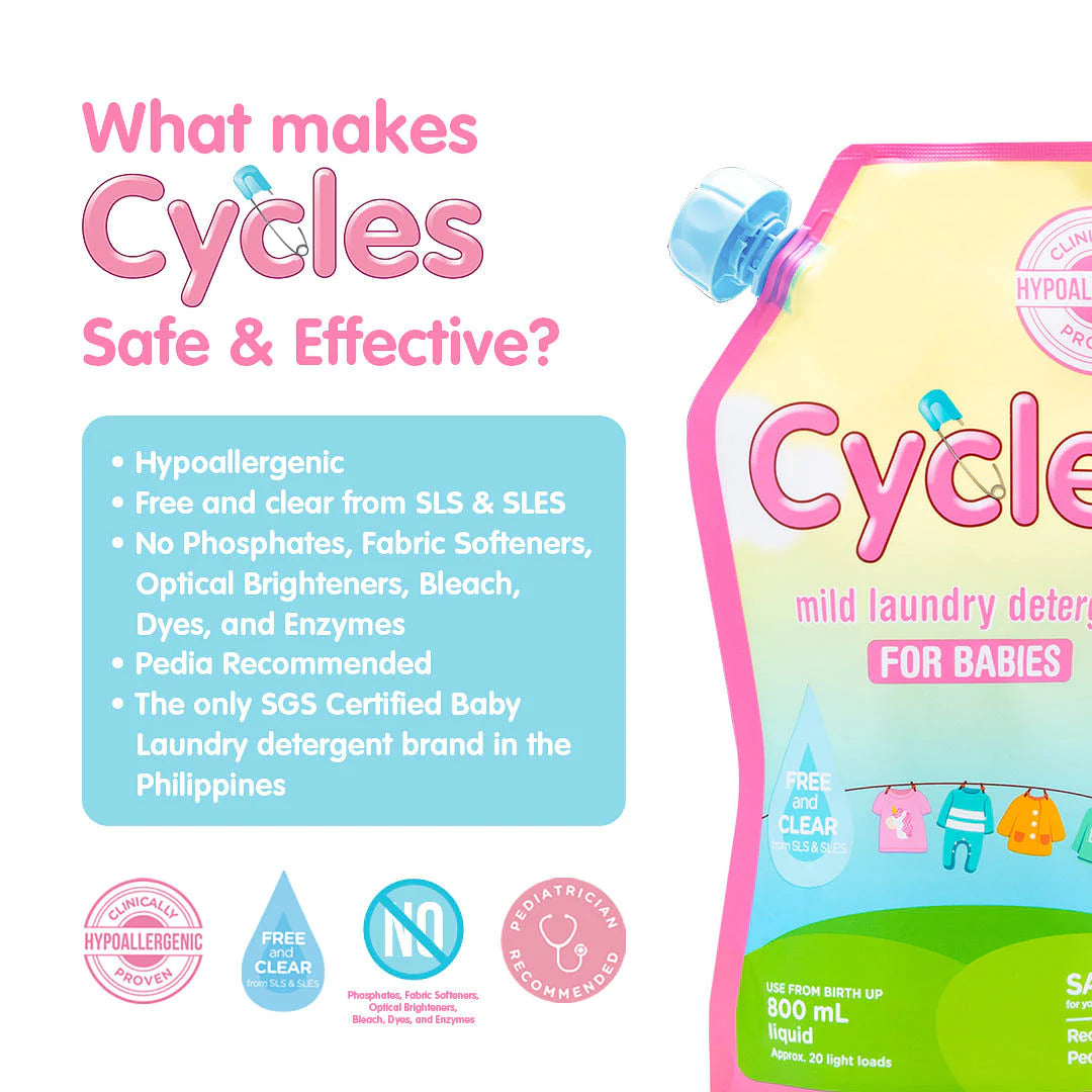 Cycles Mild Laundry Liquid Detergent 800mL Refill Pack – Baby Hub ...