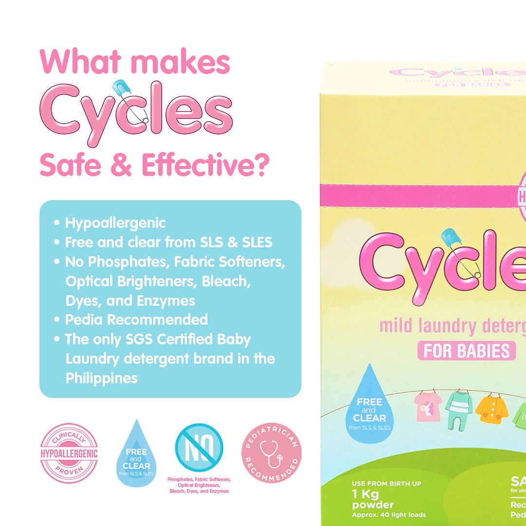 Cycles Mild Baby Laundry Powder Detergent 1kg – Baby Hub Philippines